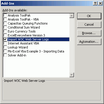 Importing W3C Web Server Log Files using Visual Basic